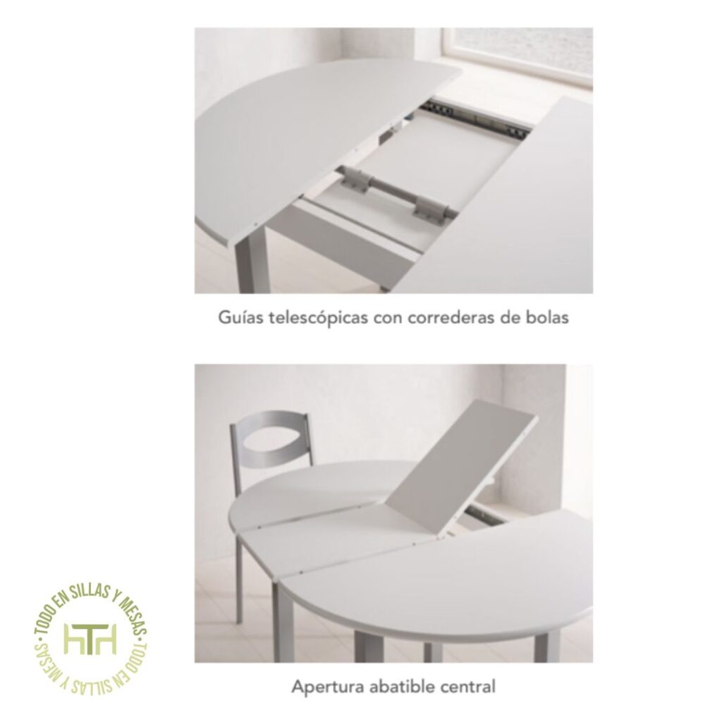 Mesa de cocina redonda extensible Canaria de gran calidad.